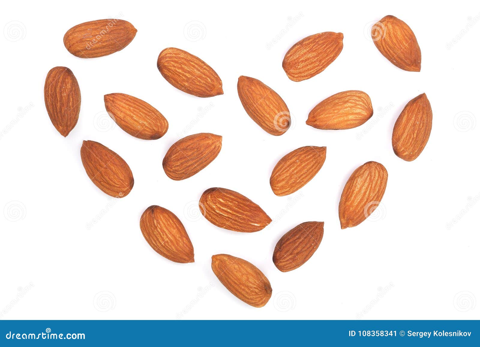 Almonds in the Shape of a Heart Isolated on White Background. Top View ...