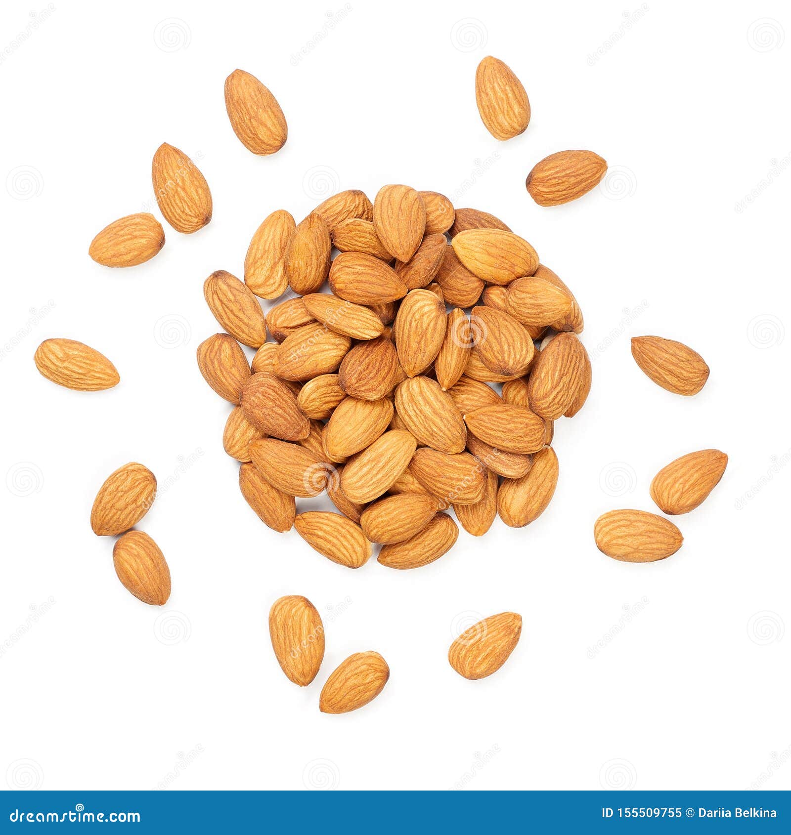 Almonds Shaped in the Form of a Circle. Overhead Close Up View Stock ...
