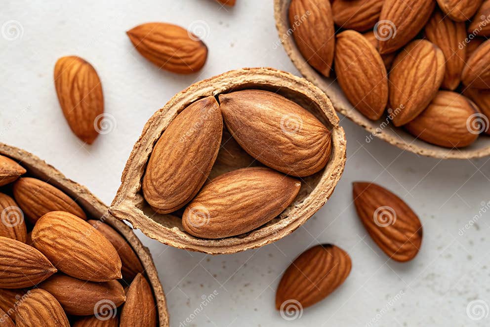 Almonds in the Shell. a Background of Almonds, Shelled Stock Image ...