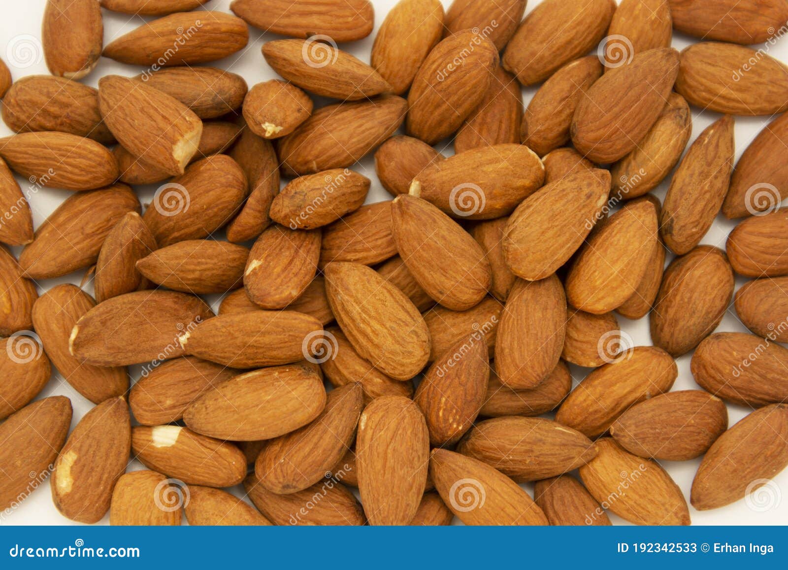 Almonds Texture, Isolated on White, Top View Stock Image - Image of ...