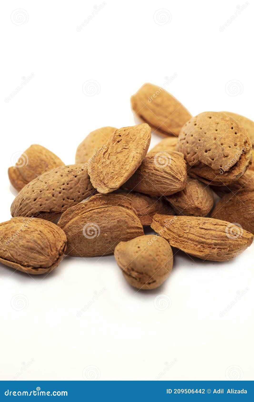 Almonds In Their Skins And Peeled With Leaf Isolated On White ...