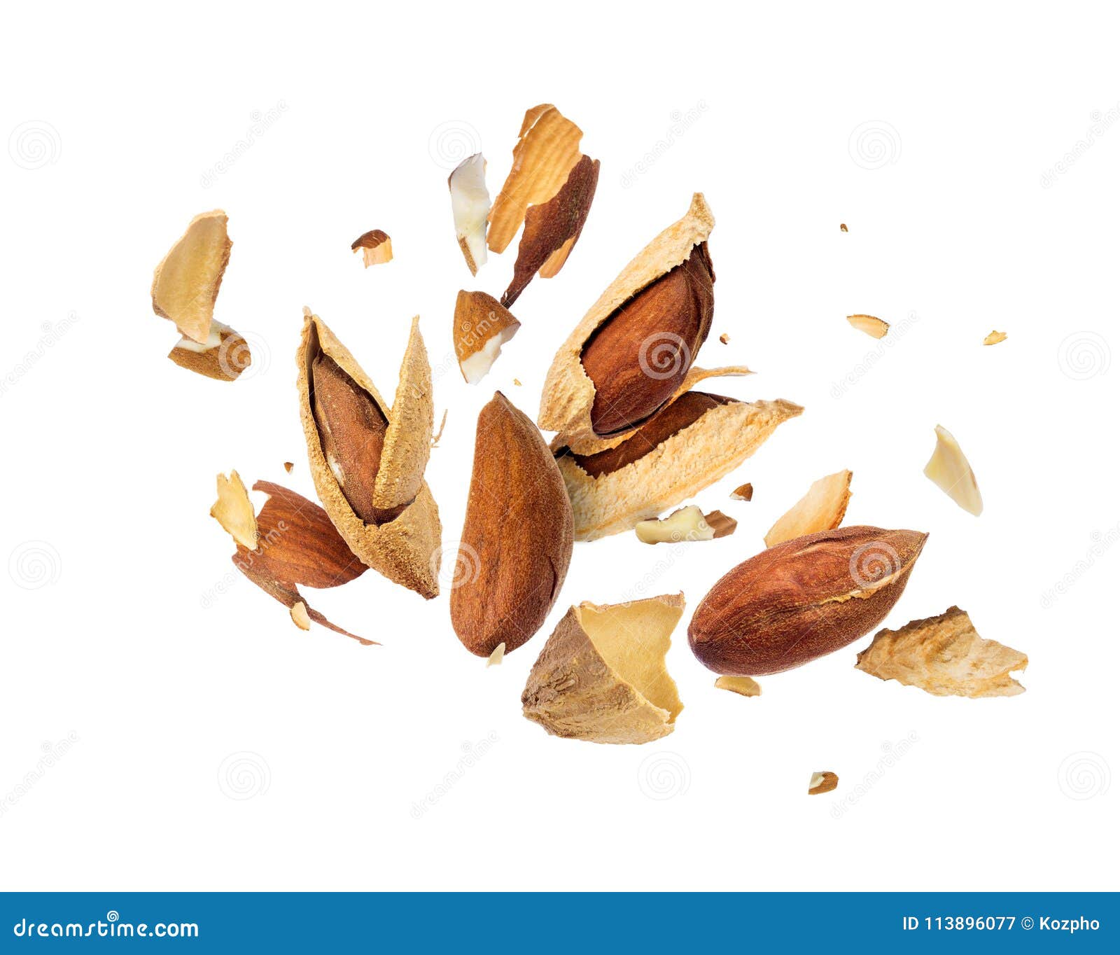 Almonds is Torn To Pieces Isolated on White Background Stock ...
