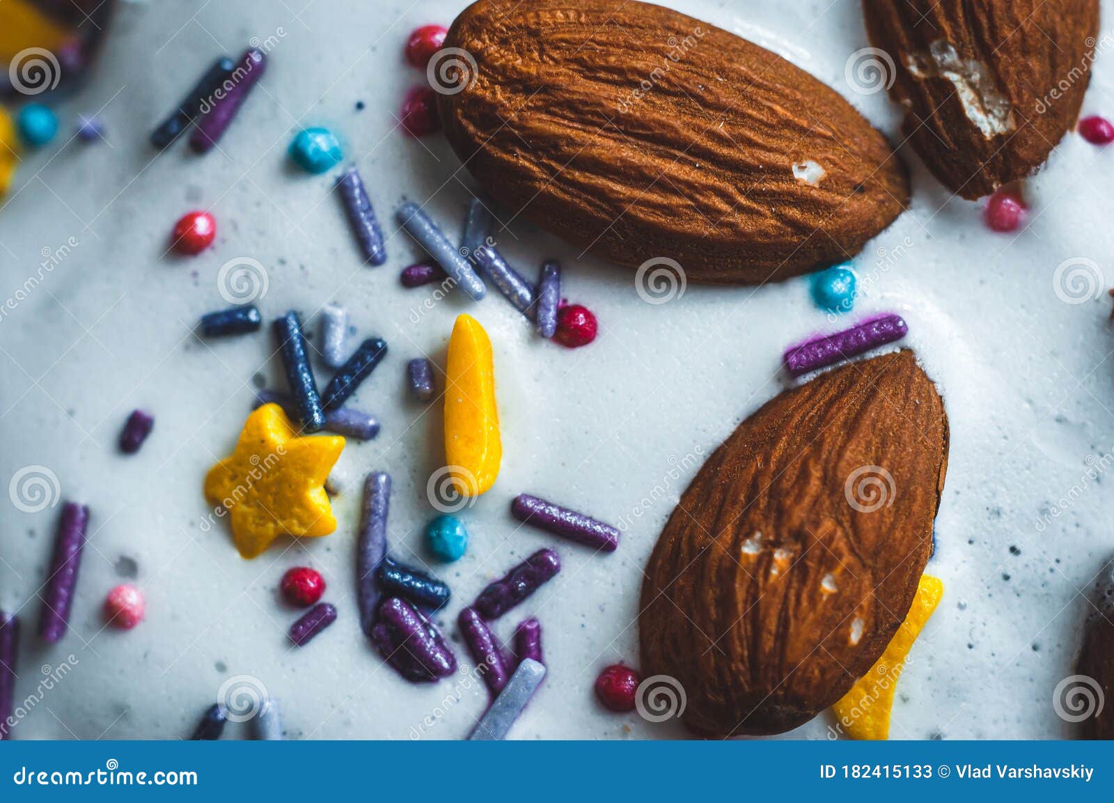Almonds in White Glaze Confectionery Multi-colored Decorative Topping ...