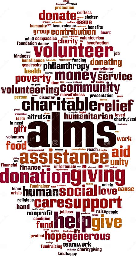 Alms word cloud stock vector. Illustration of giving - 148368515