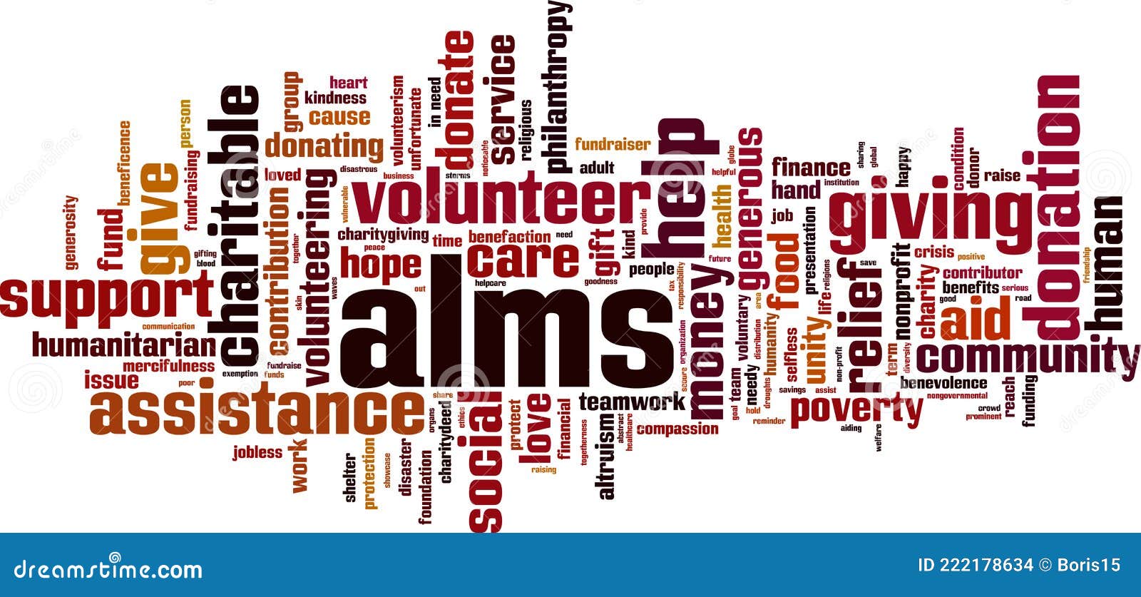 Alms word cloud stock vector. Illustration of benevolence - 222178634
