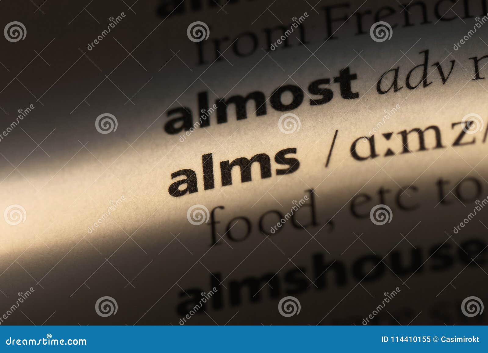 Alms stock image. Image of text, definition, closeup - 114410155