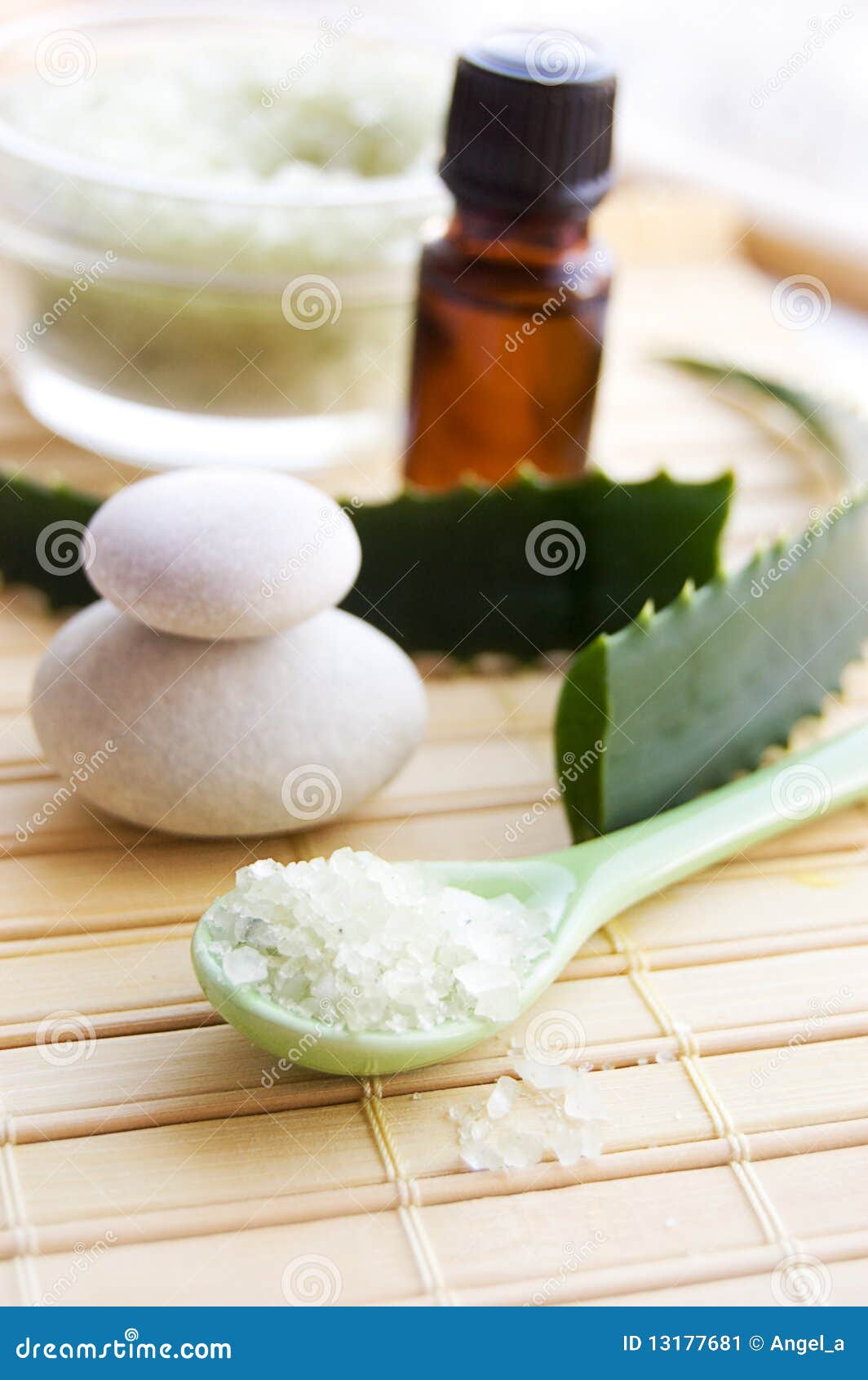 Aloe bath salt and leaves stock image. Image of glycerine - 13177681