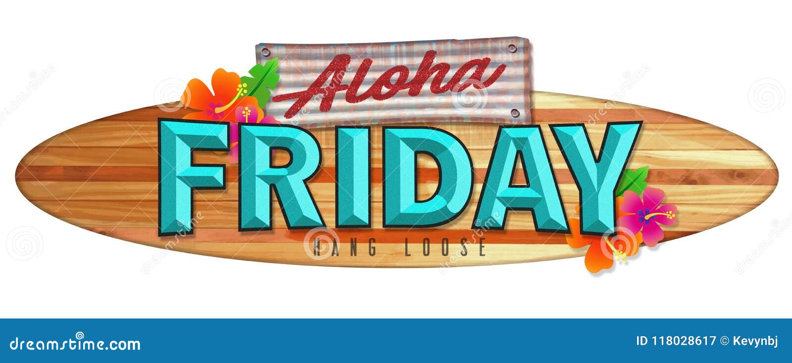 Aloha Friday Surfboard Sign Illustrazione di Stock - Illustrazione di ...