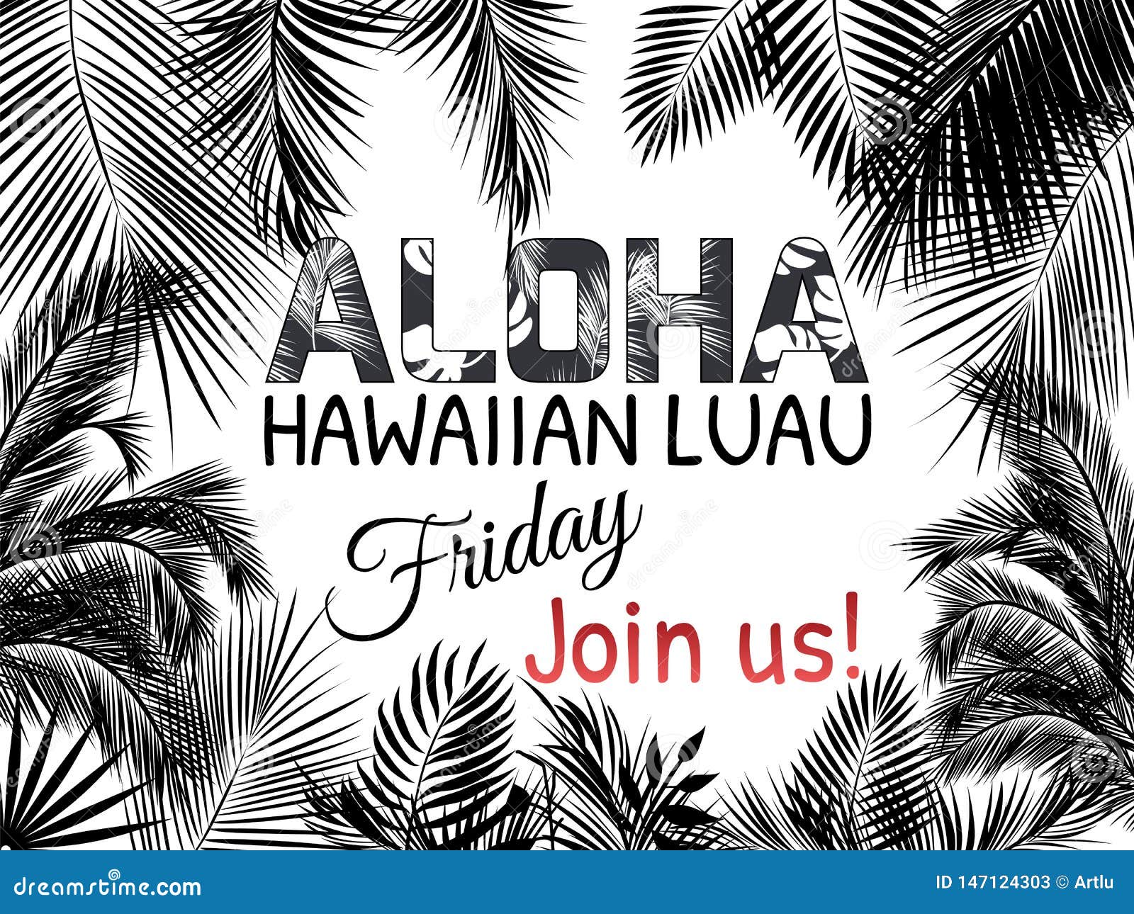 Aloha Hawaii. Best Creative Black and White Vector Design for Poster ...