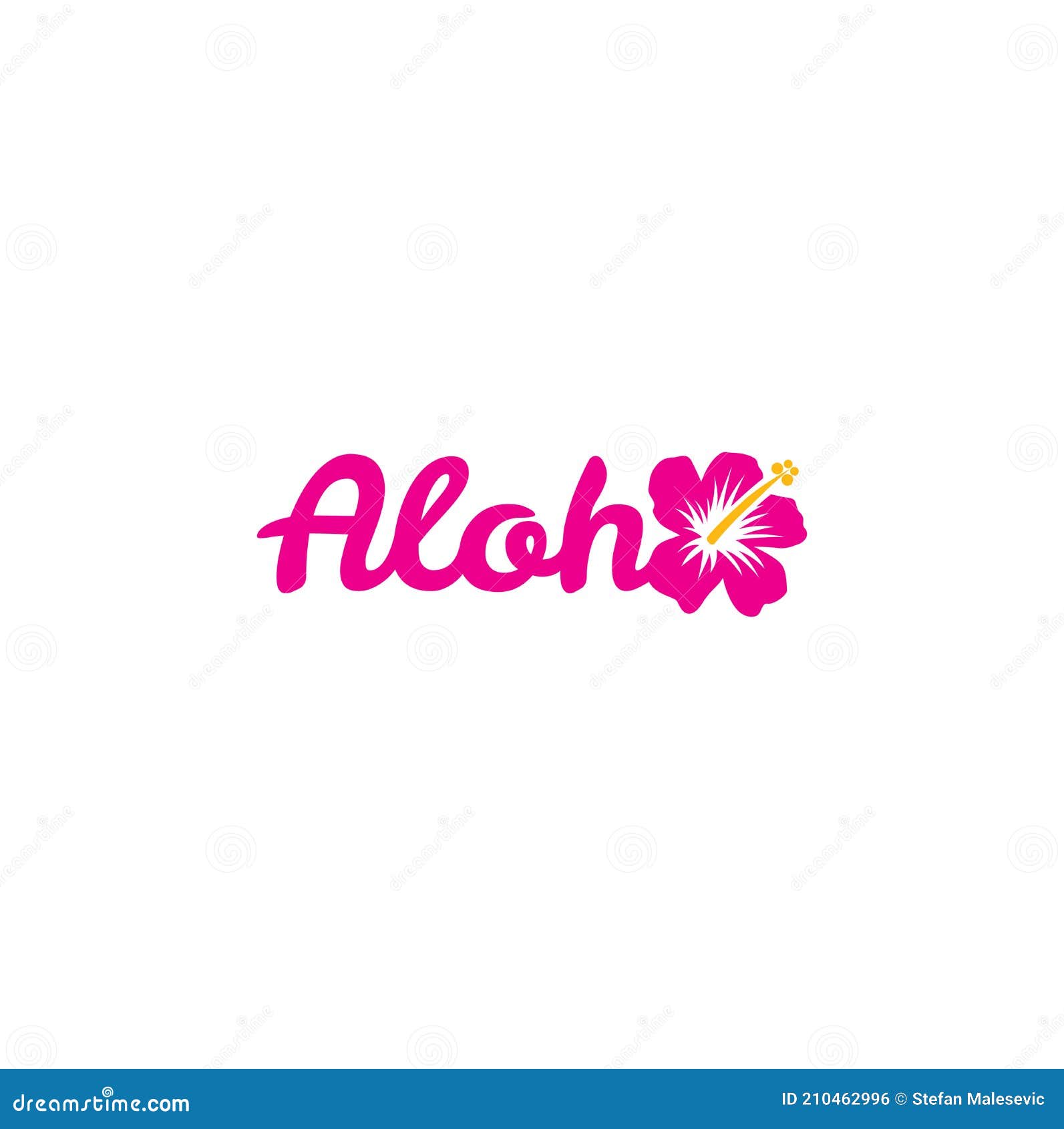 Aloha Hawaiian Greeting Sign. Hand Drawn Watercolor Painting With ...