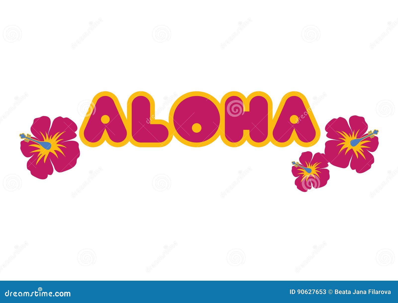 Aloha Lettering Med Blommavektorn Vektor Illustrationer - Illustration ...