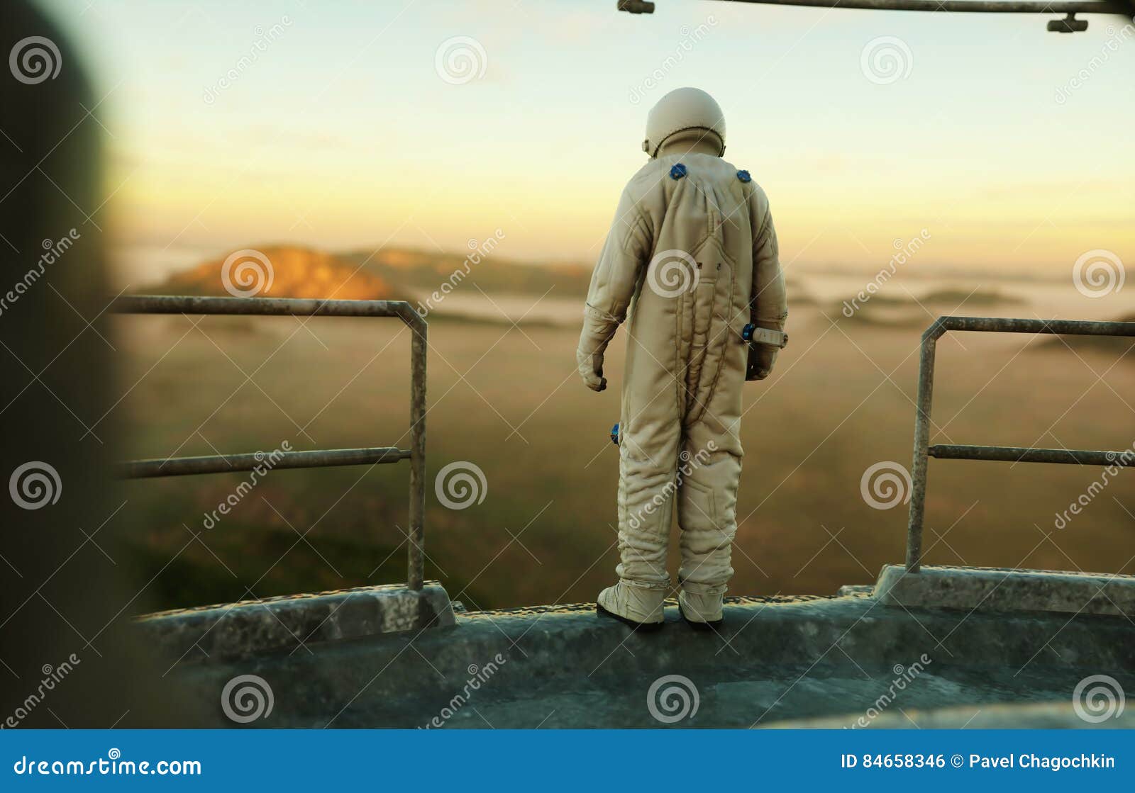 Alone Alien Character Thinking Single Sit On Bench Royalty-Free Stock ...