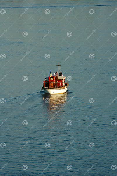 Alone boat on the water stock photo. Image of anchor, marina - 1434816