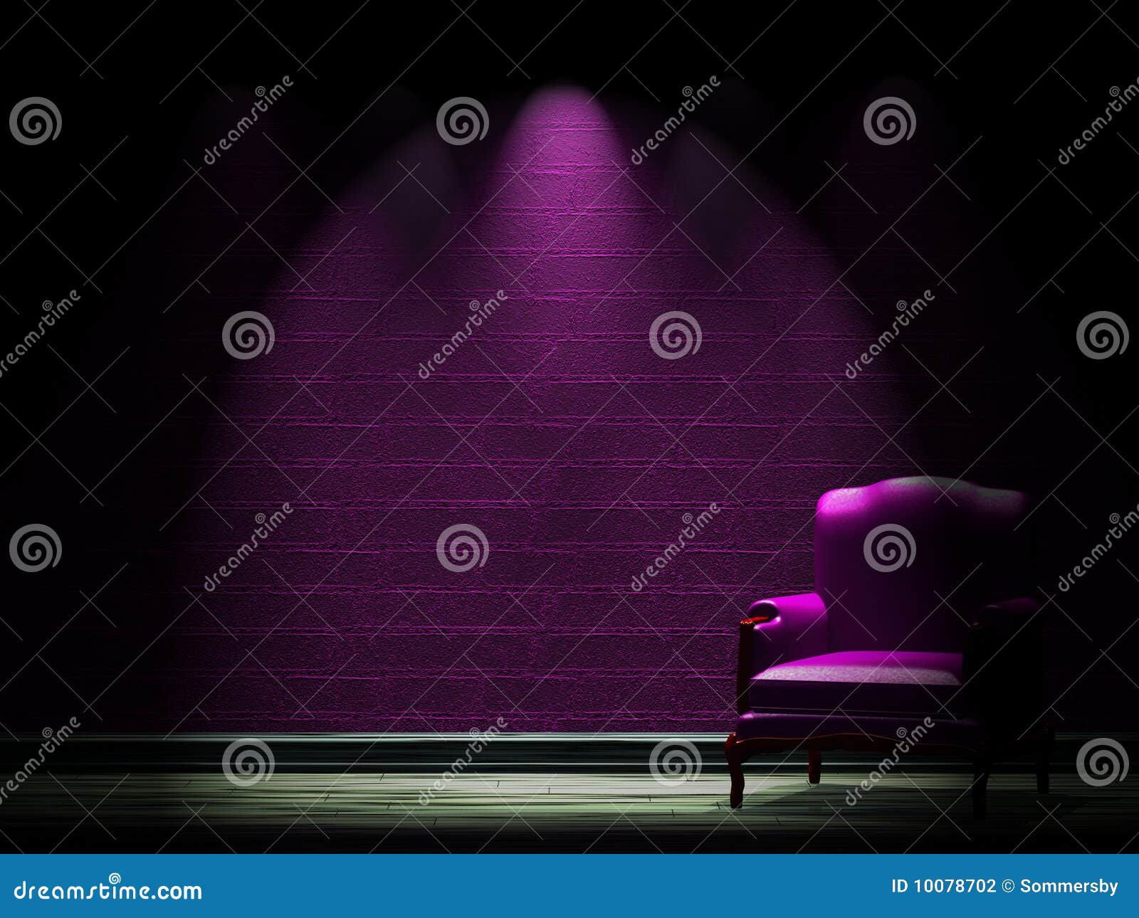 Alone Chair in Dark Interior Stock Illustration - Illustration of ...