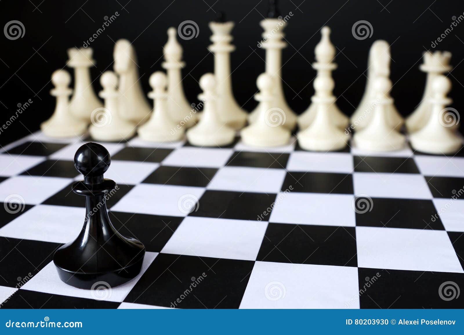 Alone Chess Pawn in Front of Enemy Team. Courage and Boldness Stock ...