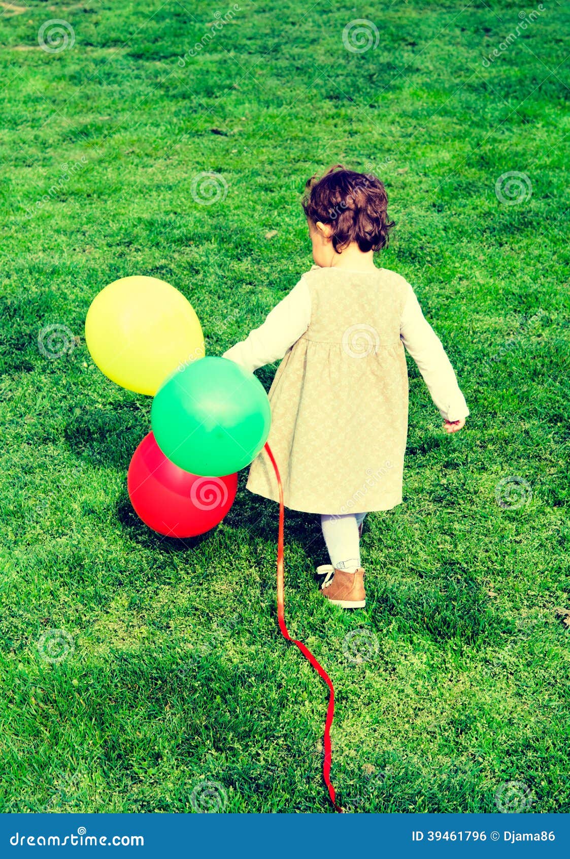 Alone child with balloons stock photo. Image of little - 39461796