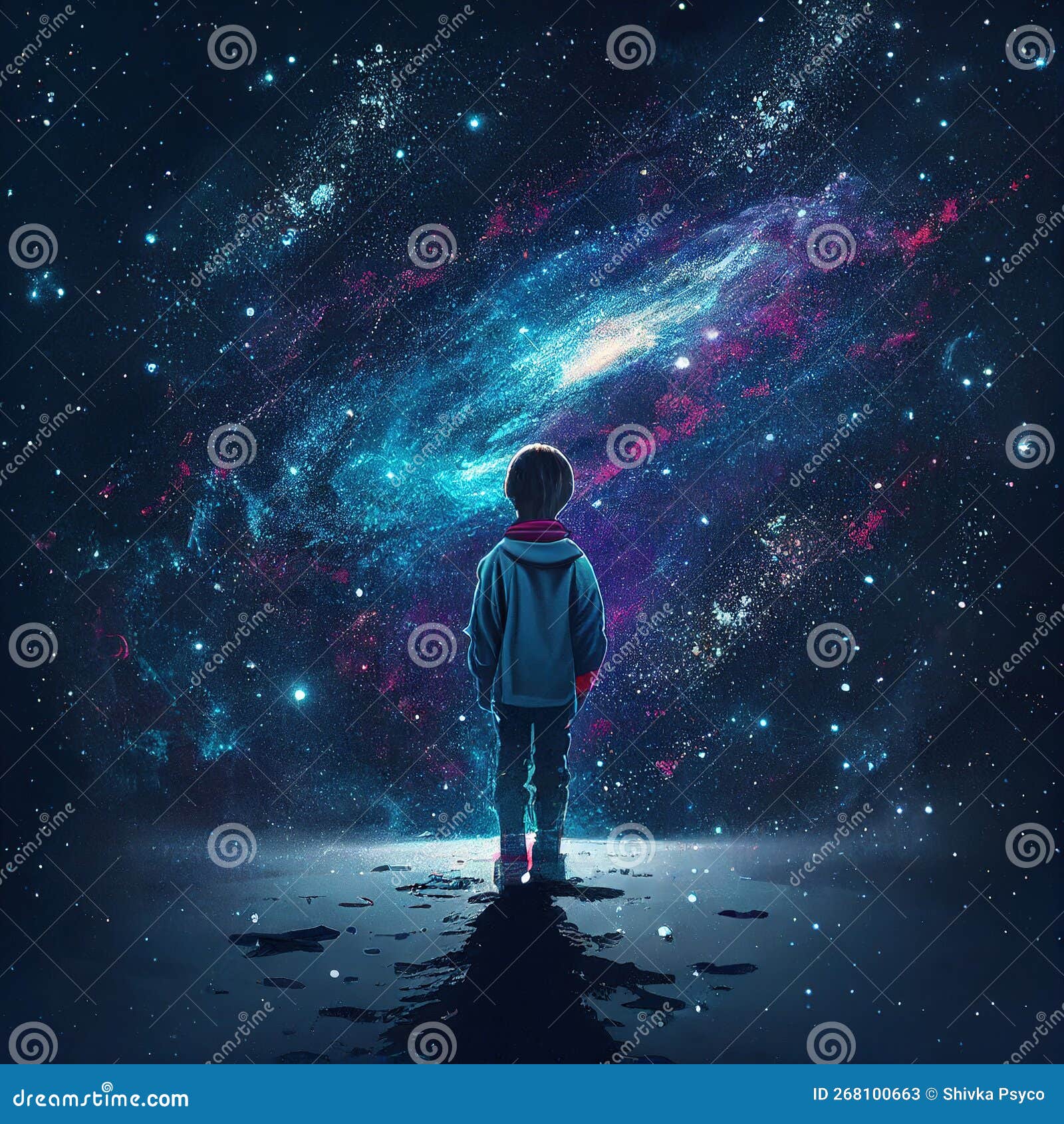 Alone Concept a Boy Alone in Space Generative AI Stock Illustration ...