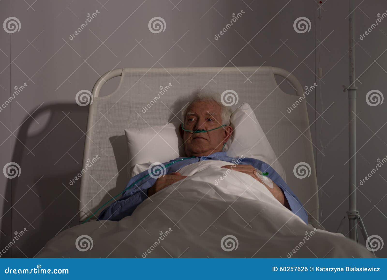 Alone Elder Patient in Hospital Stock Photo - Image of dark, clinic ...