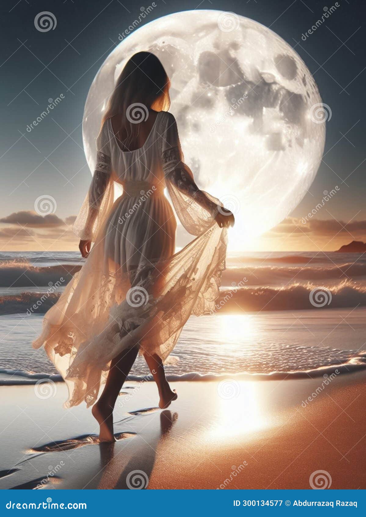 Alone during the full moon stock illustration. Illustration of vacation ...