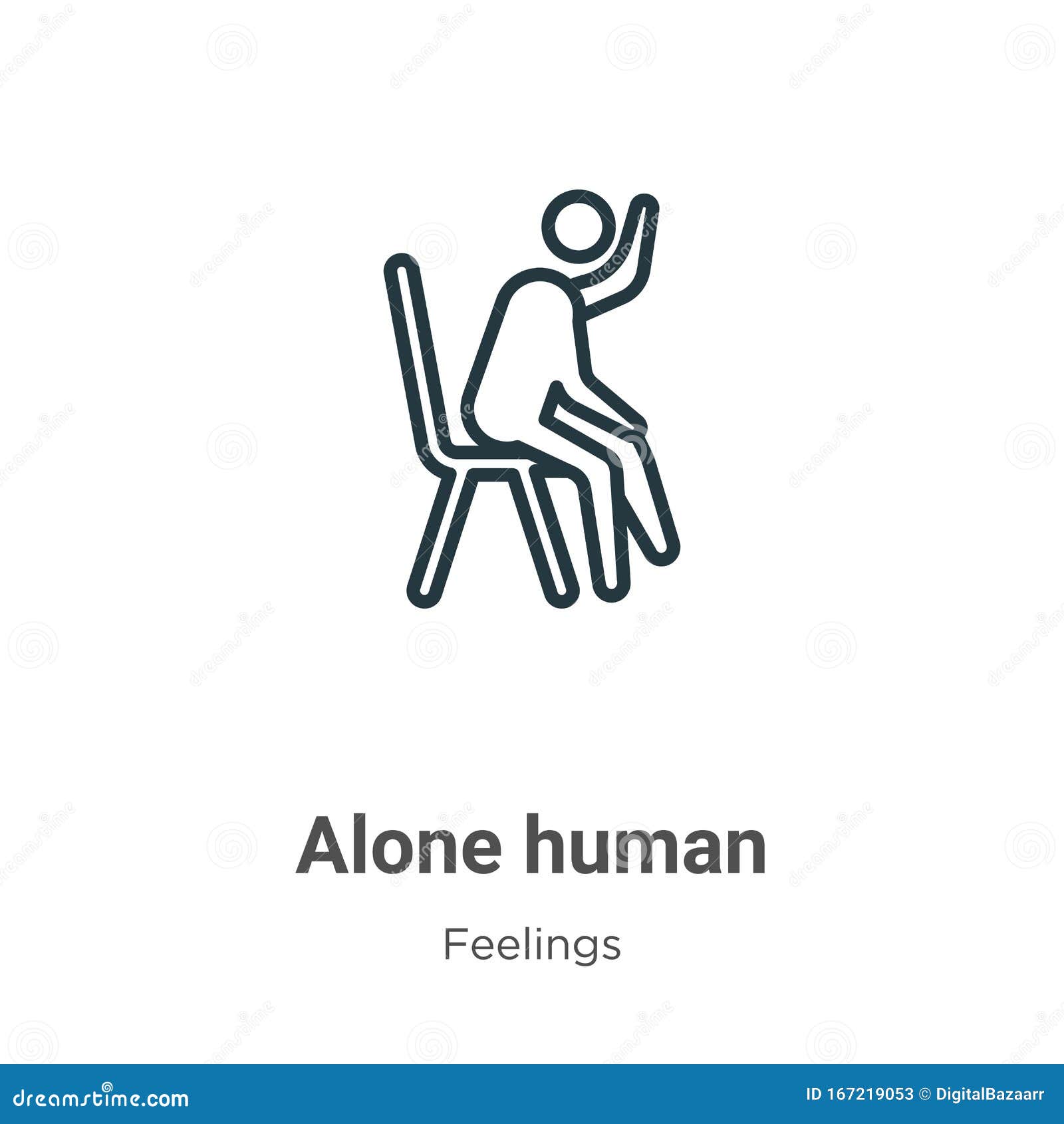 Alone Human Outline Vector Icon. Thin Line Black Alone Human Icon, Flat ...