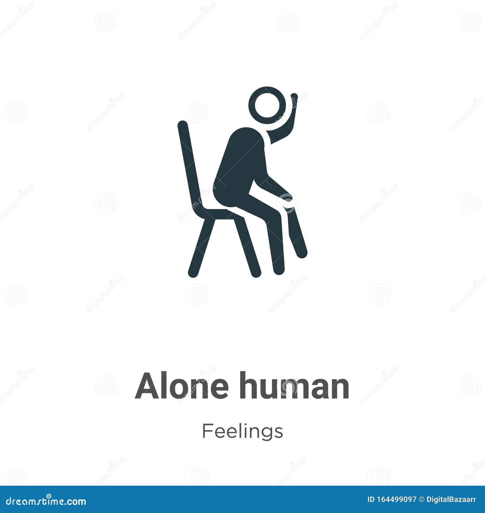 Alone Human Vector Icon on White Background. Flat Vector Alone Human ...