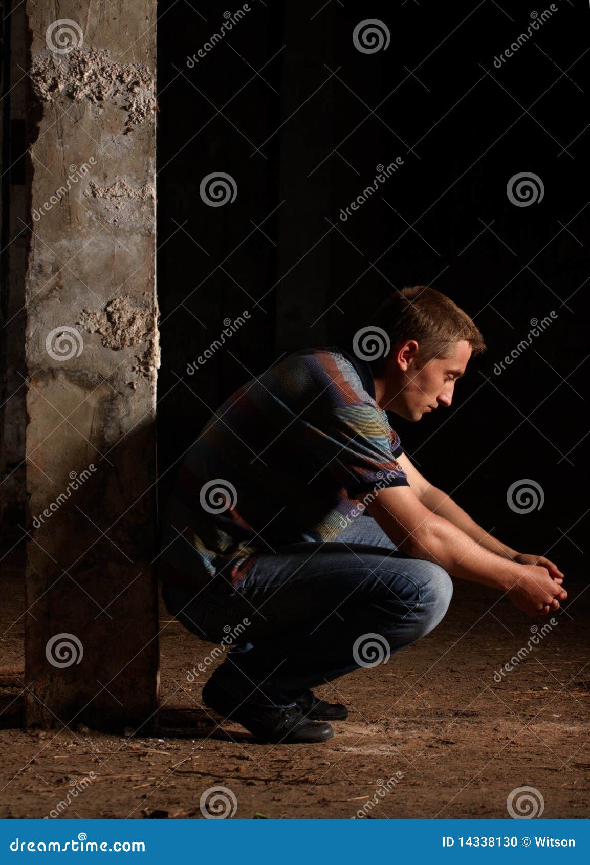 Alone man stock photo. Image of sadness, pray, night - 14338130