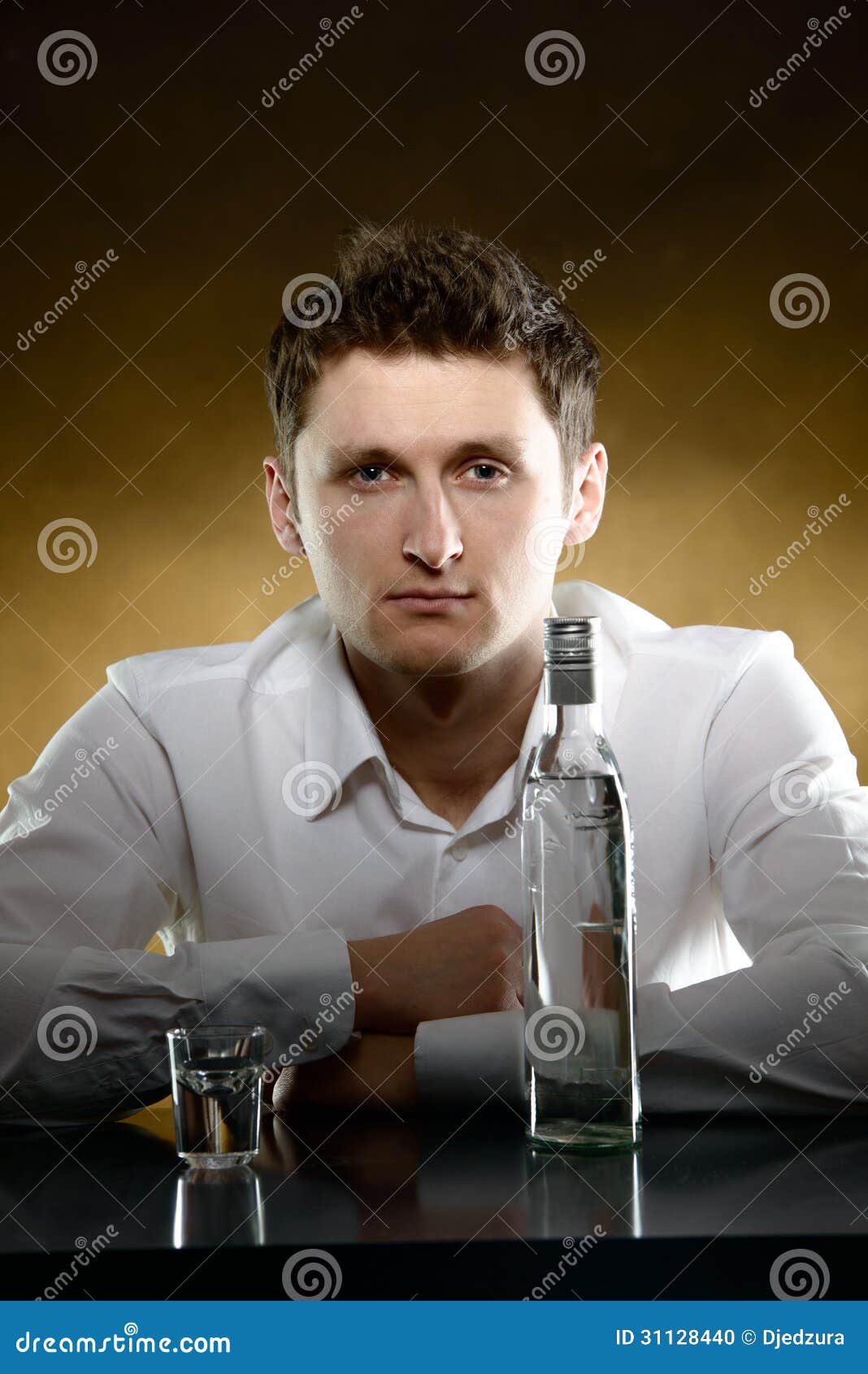 Alone man drinking vodka stock photo. Image of alone - 31128440