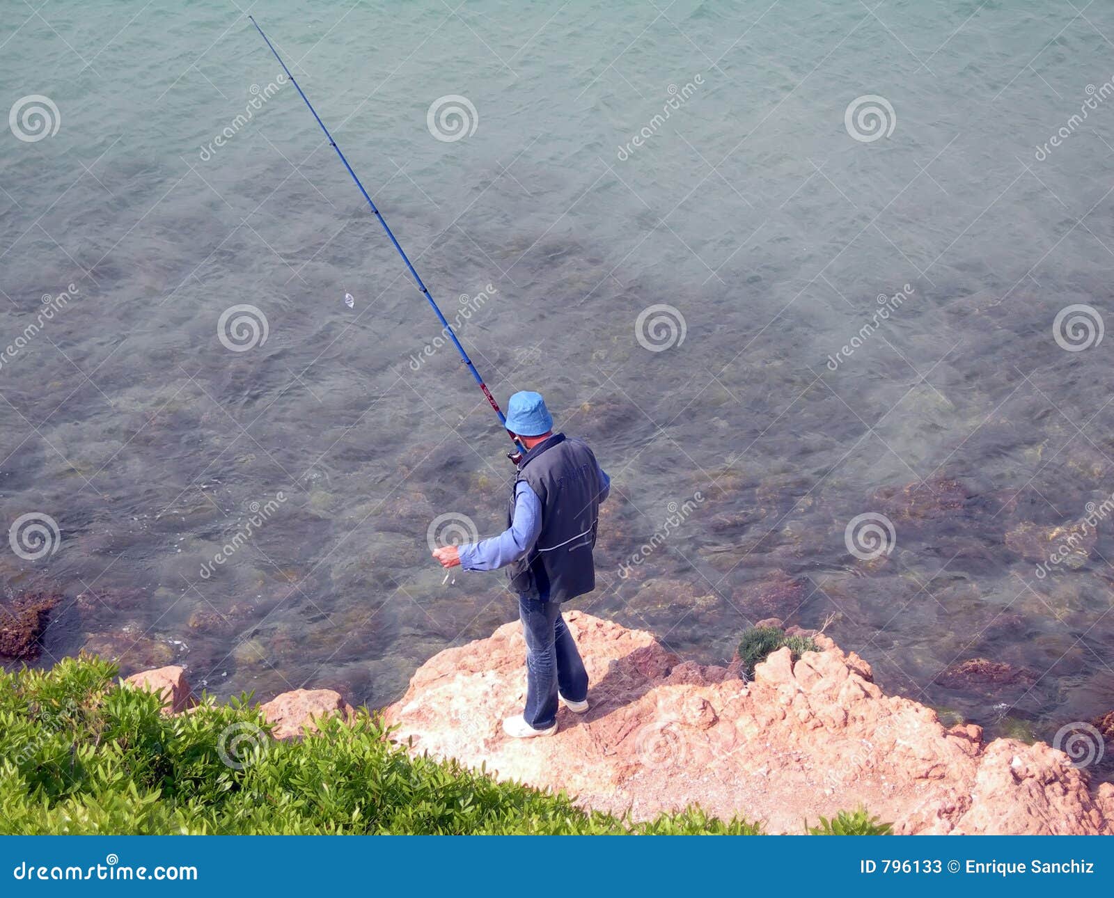 Alone man fishing stock image. Image of rest, blue, light - 796133