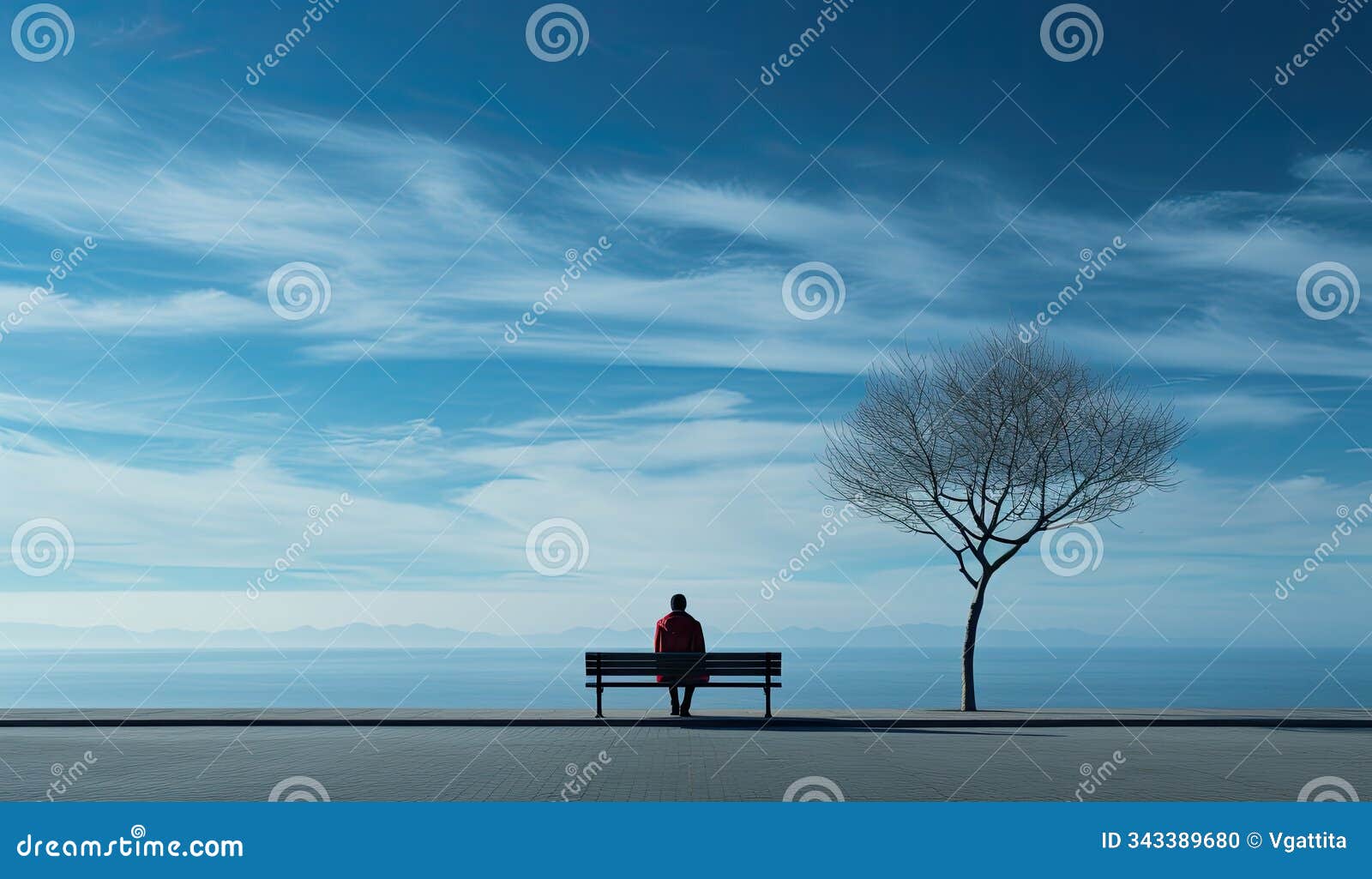 Alone Man Sitting on a Bench and Looking into the Distance Stock Photo ...