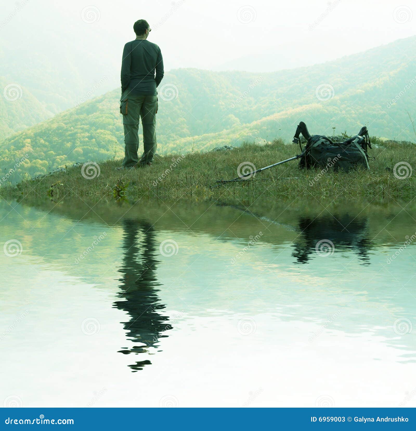 Alone Men Overview Landscape Stock Image - Image of scenery ...