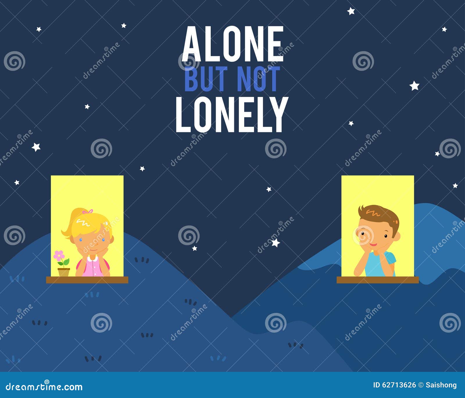 Alone but not lonely stock vector. Illustration of girl - 62713626