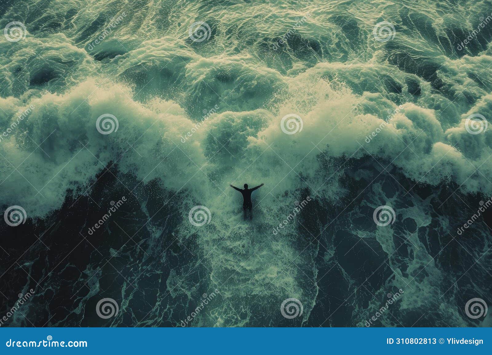 Alone Person Wave. Generate Ai Stock Image - Image of melancholy, wind ...