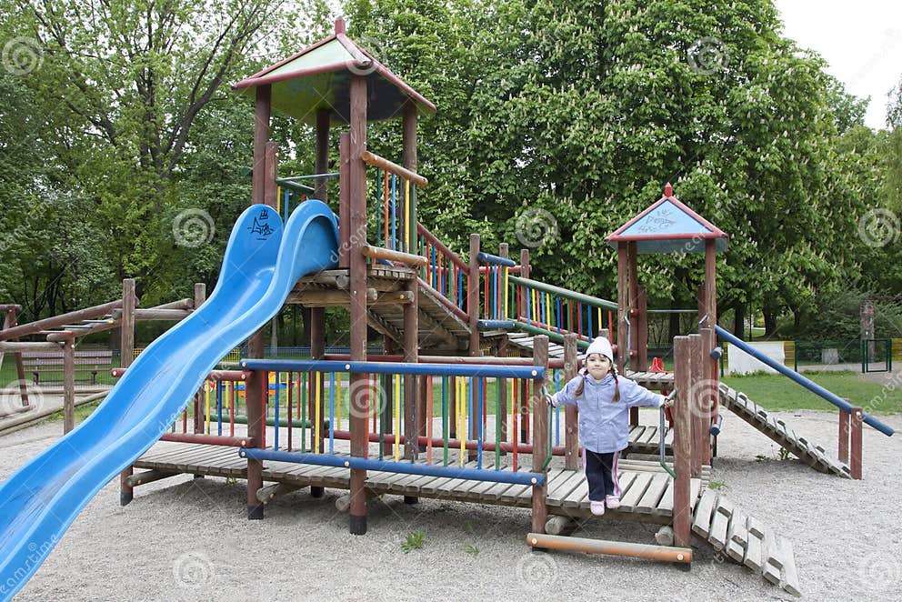 Alone Playground with One Child in the Park Stock Image - Image of ...