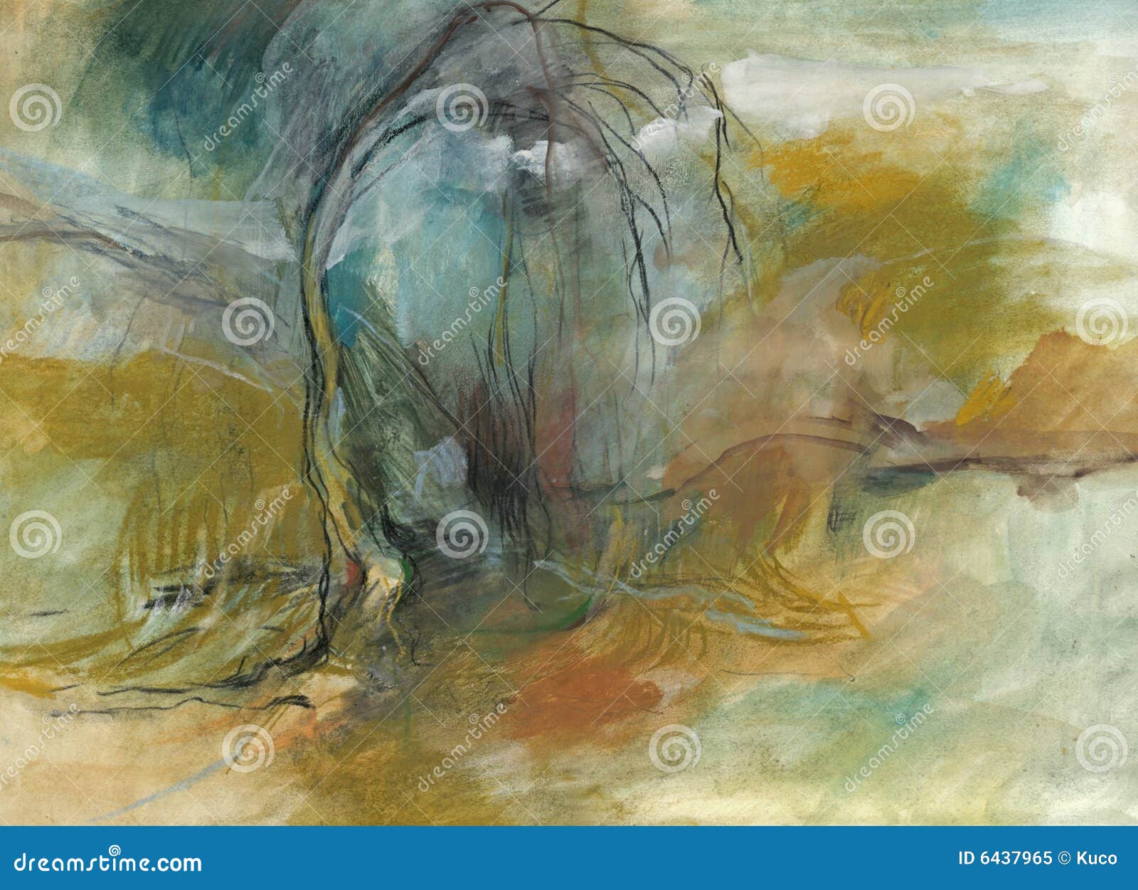 Alone and sad tree stock illustration. Illustration of painters - 6437965