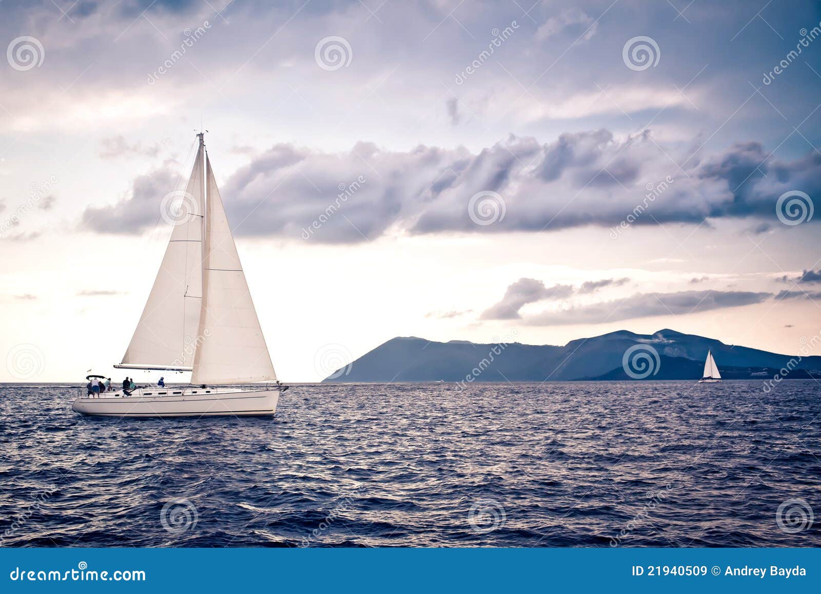 Alone sailing ship yacht stock image. Image of holiday - 21940509