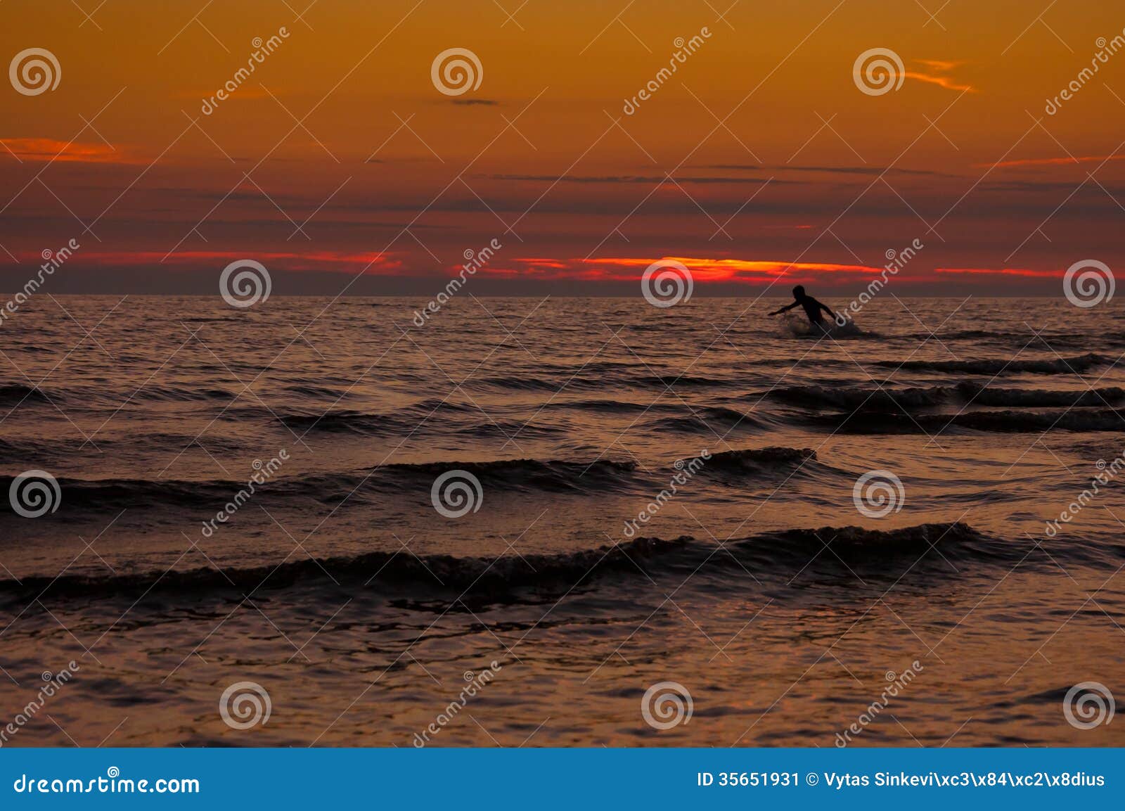 Alone in the sea stock image. Image of people, lighting - 35651931
