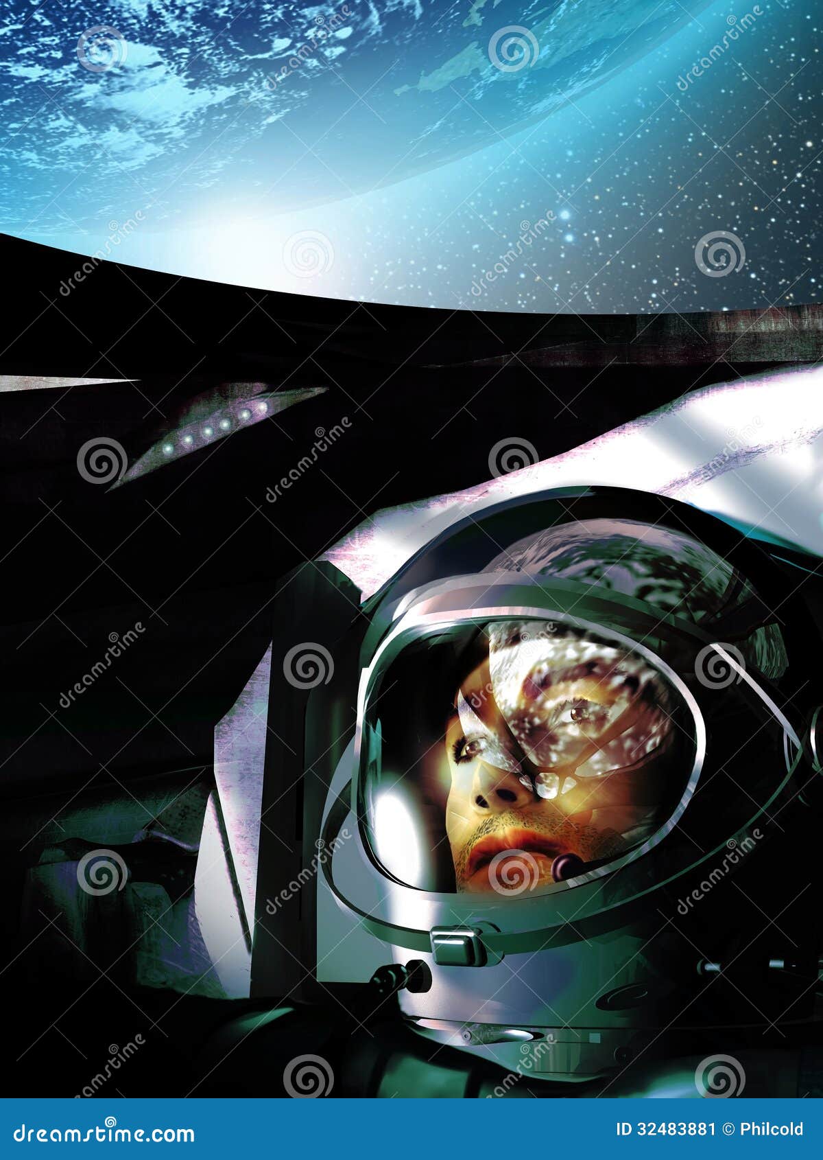 Alone in space stock illustration. Illustration of fantasy - 32483881