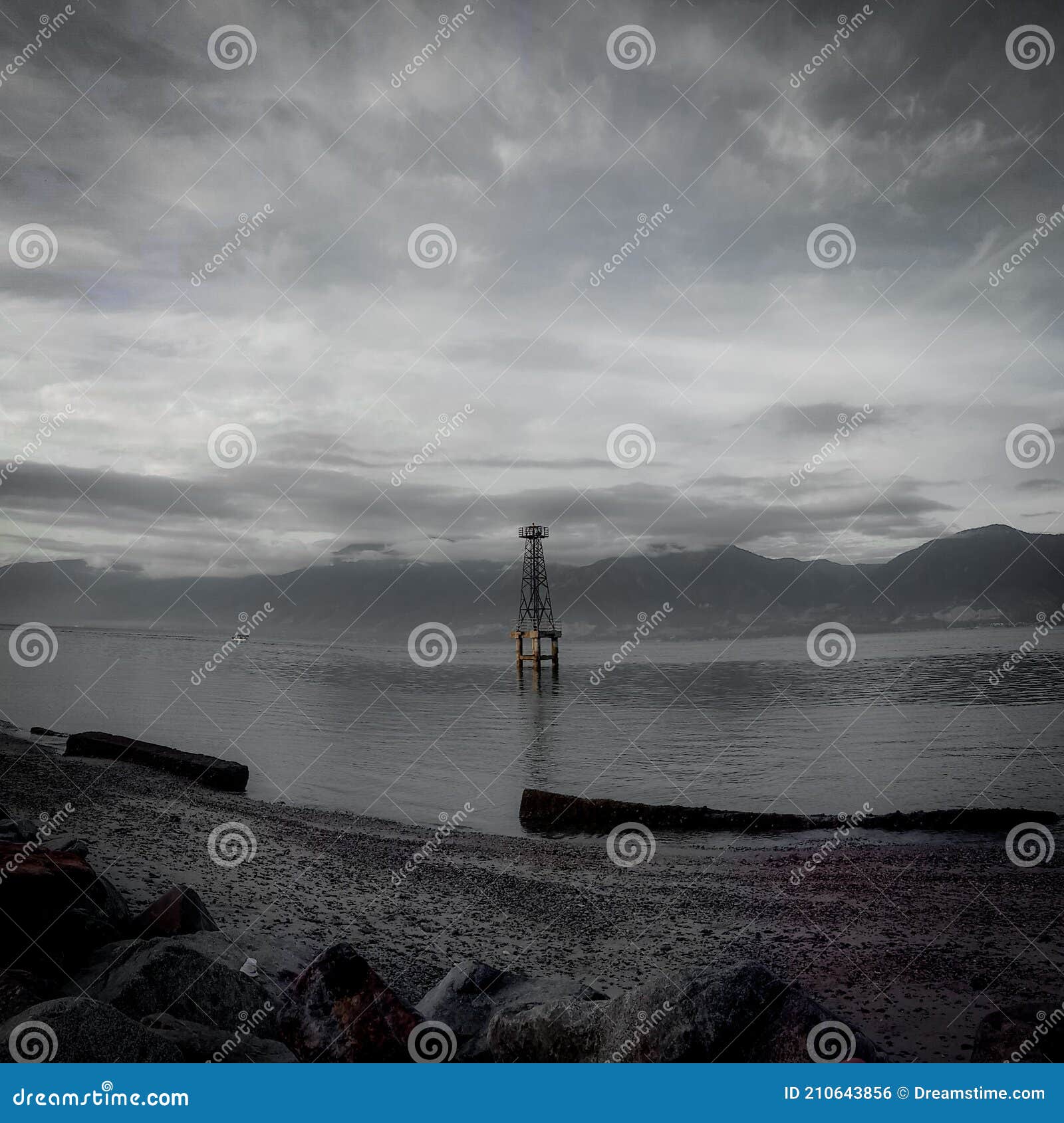 Alone Tower Middle Sea Under Sky Stock Photo - Image of tower, middle ...