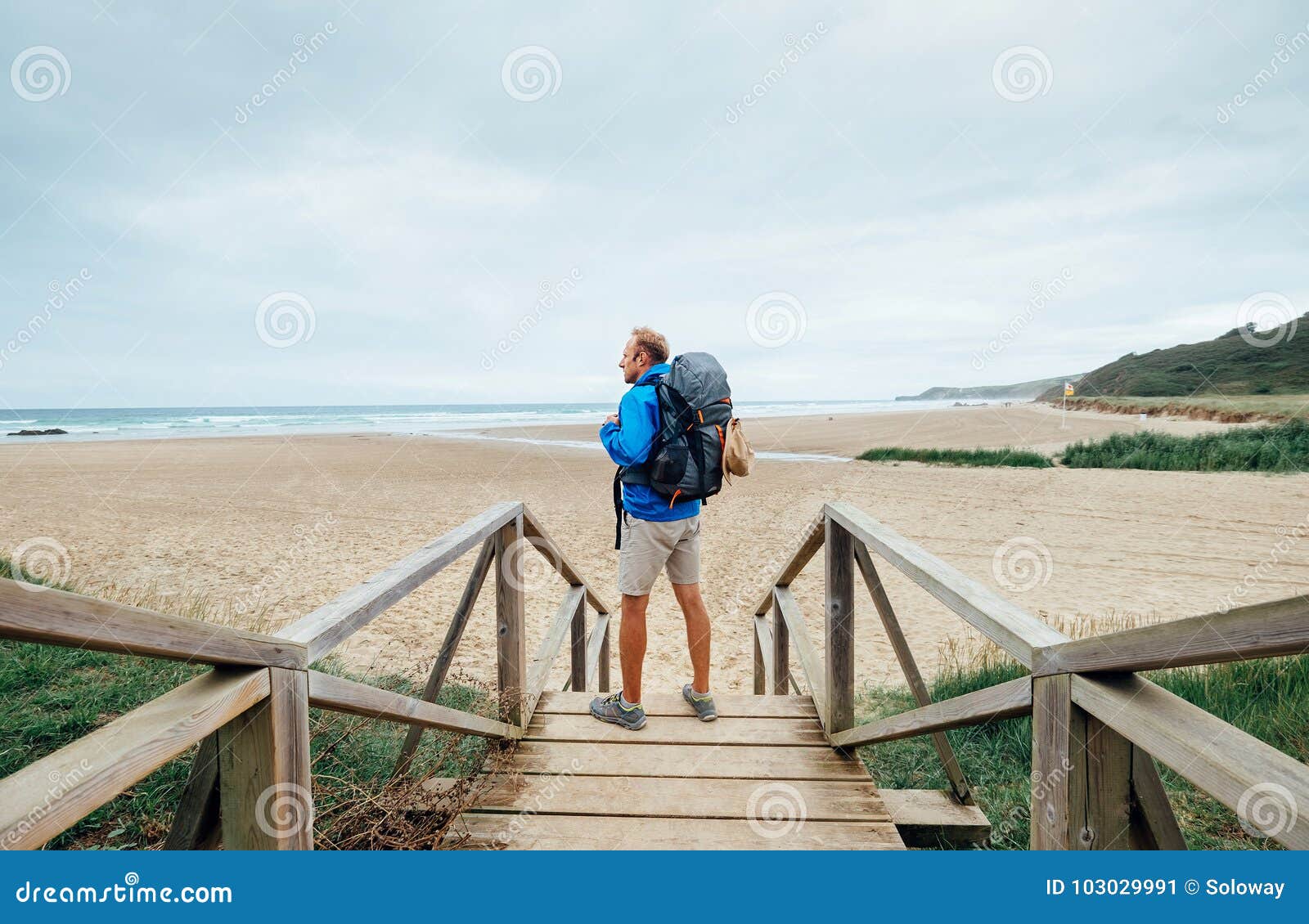 Alone Traveler on the Ocean Beach Stock Image - Image of coast ...
