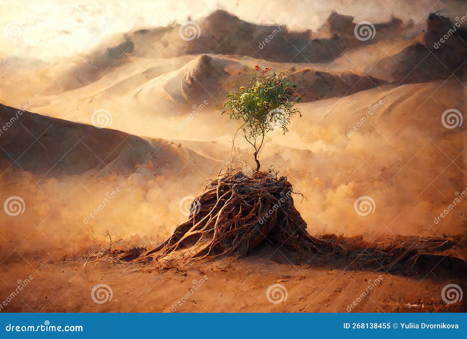 Alone Tree Grow in Desert. Ecology Concept. Strength of Life Stock ...
