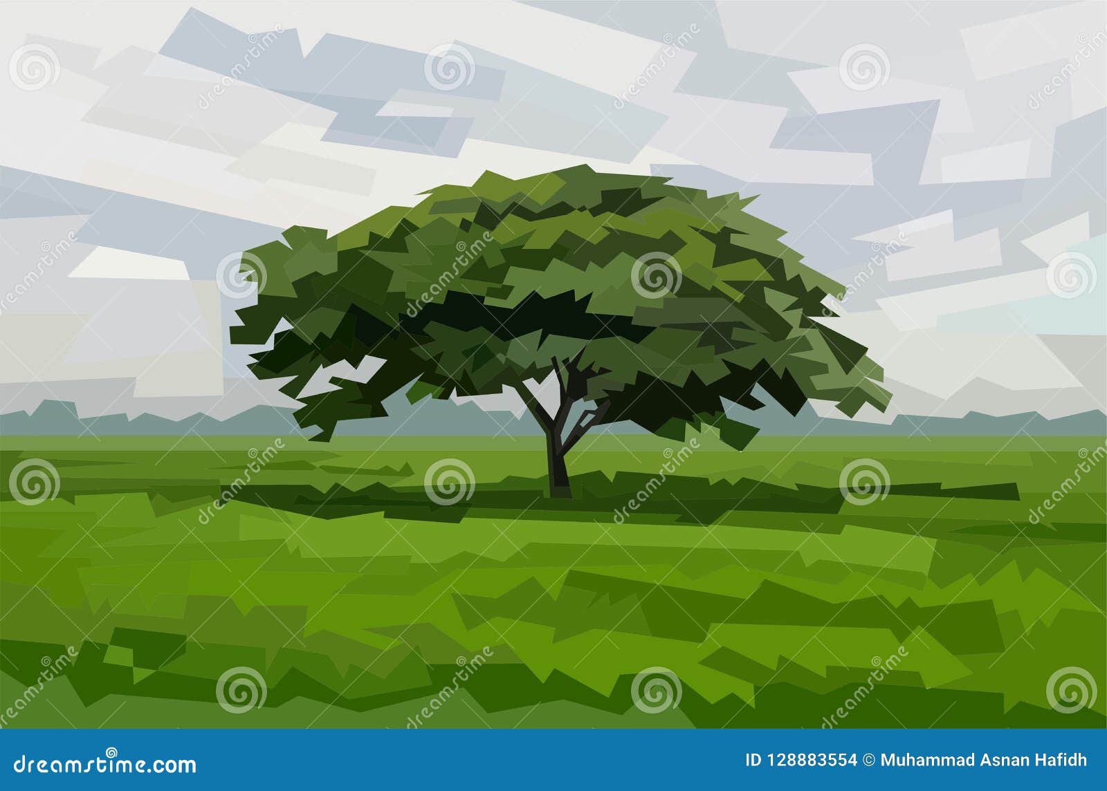 Alone tree stock illustration. Illustration of forest - 128883554