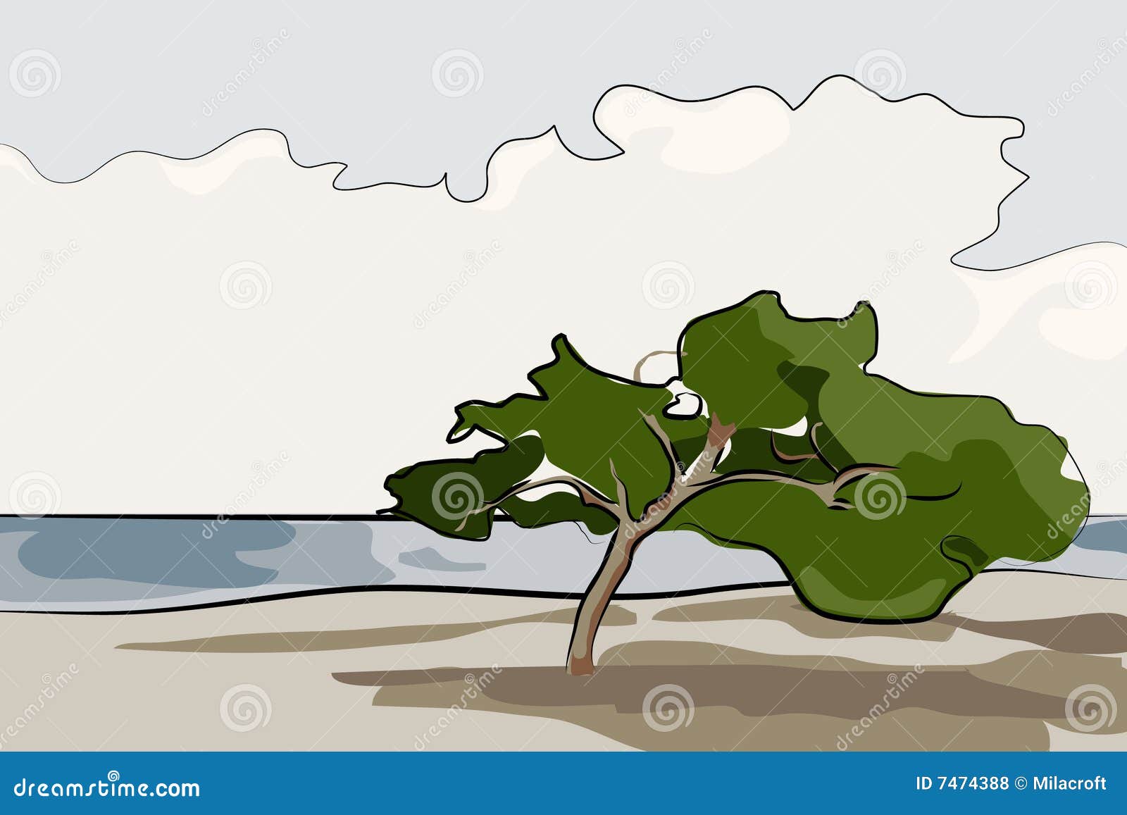 Alone Tree Vector Illustration Stock Vector - Illustration of path ...
