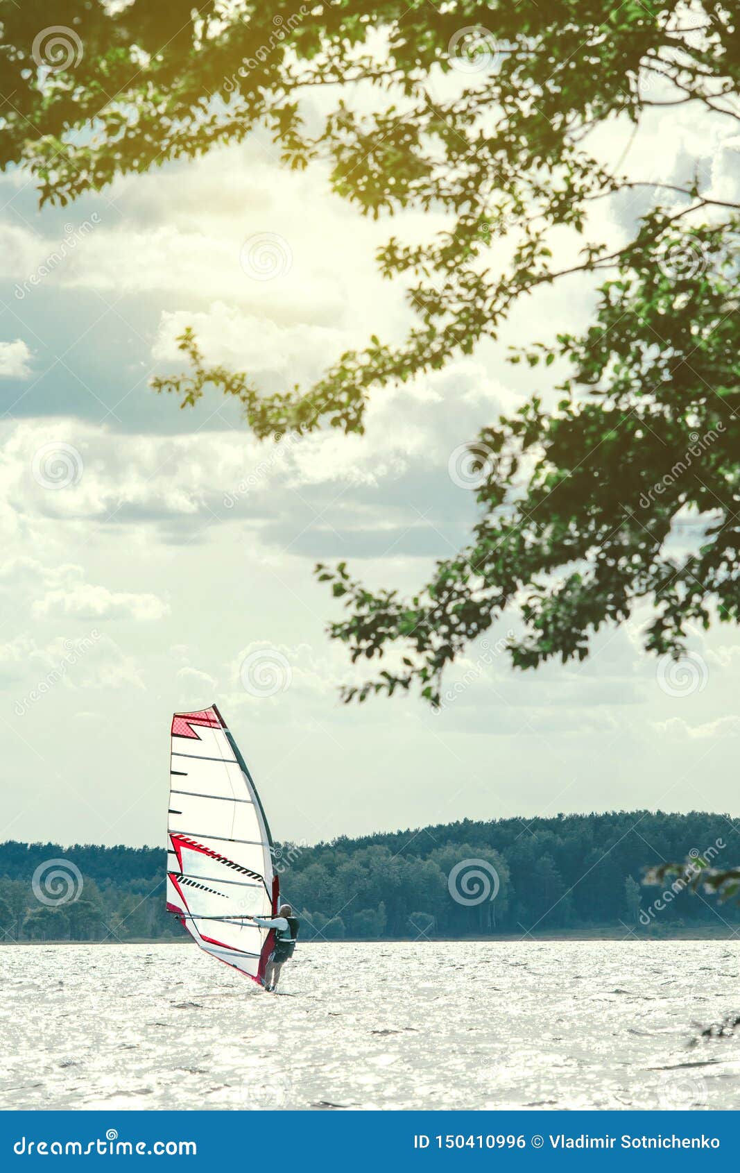 Alone Windsurfer Catches the Wind Stock Photo - Image of coast, ride ...