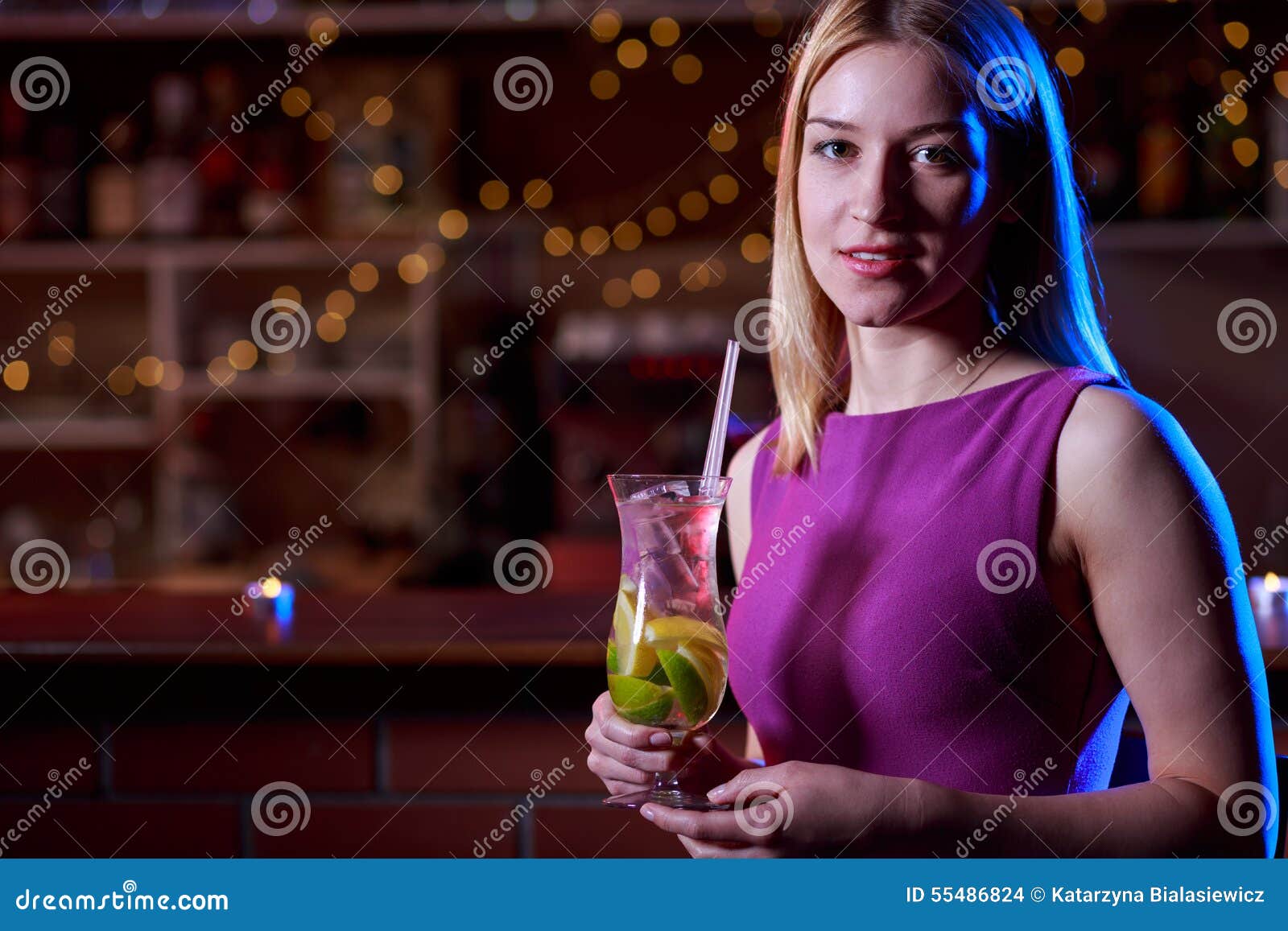 Alone woman in the bar stock photo. Image of liquor, hair - 55486824