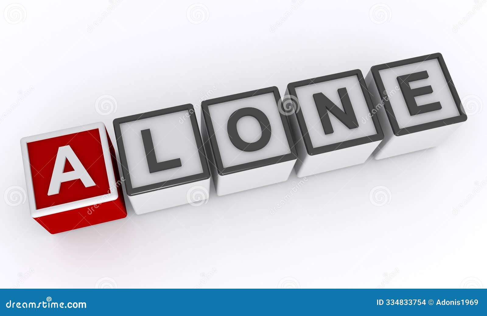 Alone word block on white stock illustration. Illustration of ...