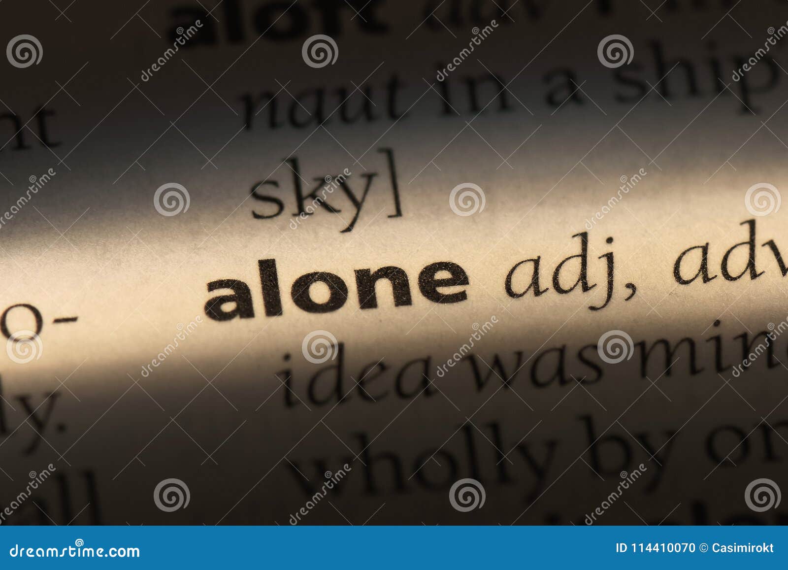 Alone stock photo. Image of macro, closeup, text, page - 114410070