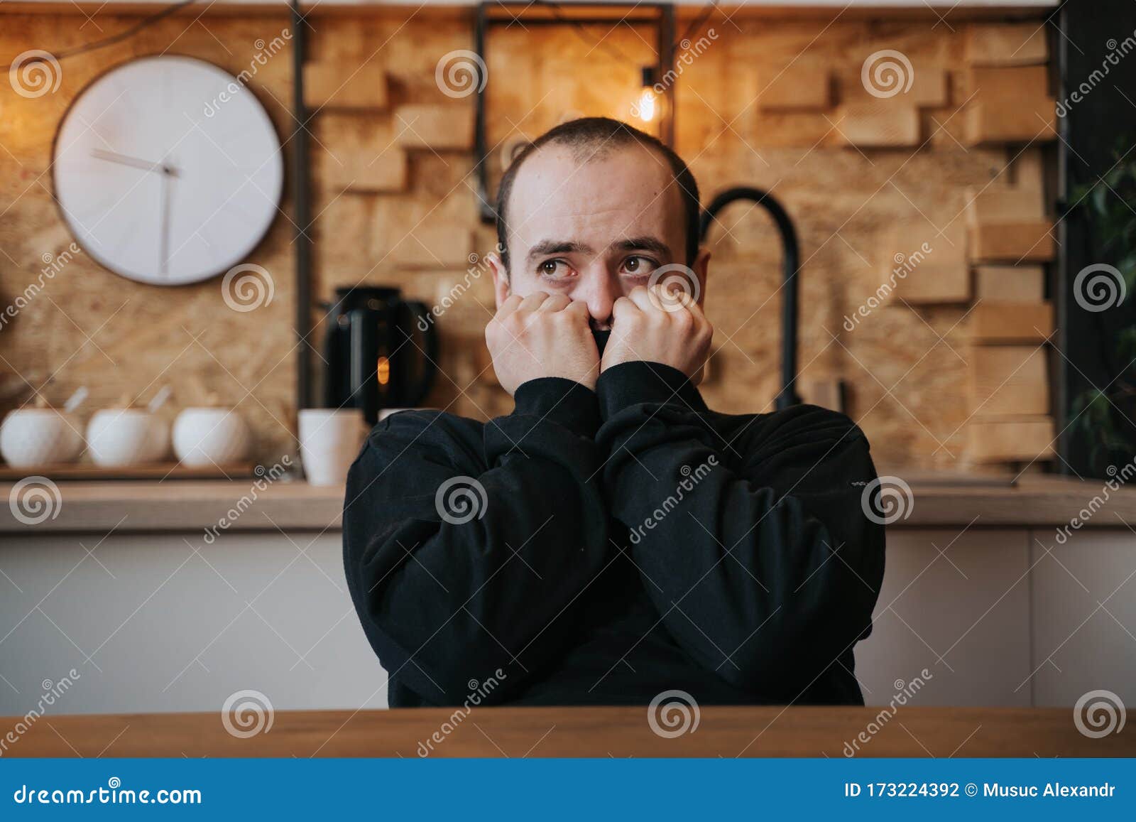 Alone Young Man with Beard, Sad in Depression. Stock Photo - Image of ...