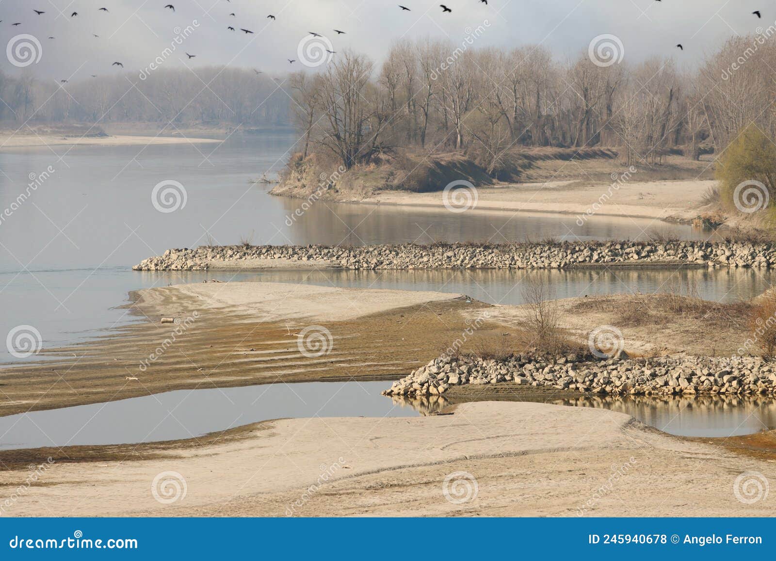 Along the Banks of the Po River in Dry Drought- Stock Photo - Image of ...
