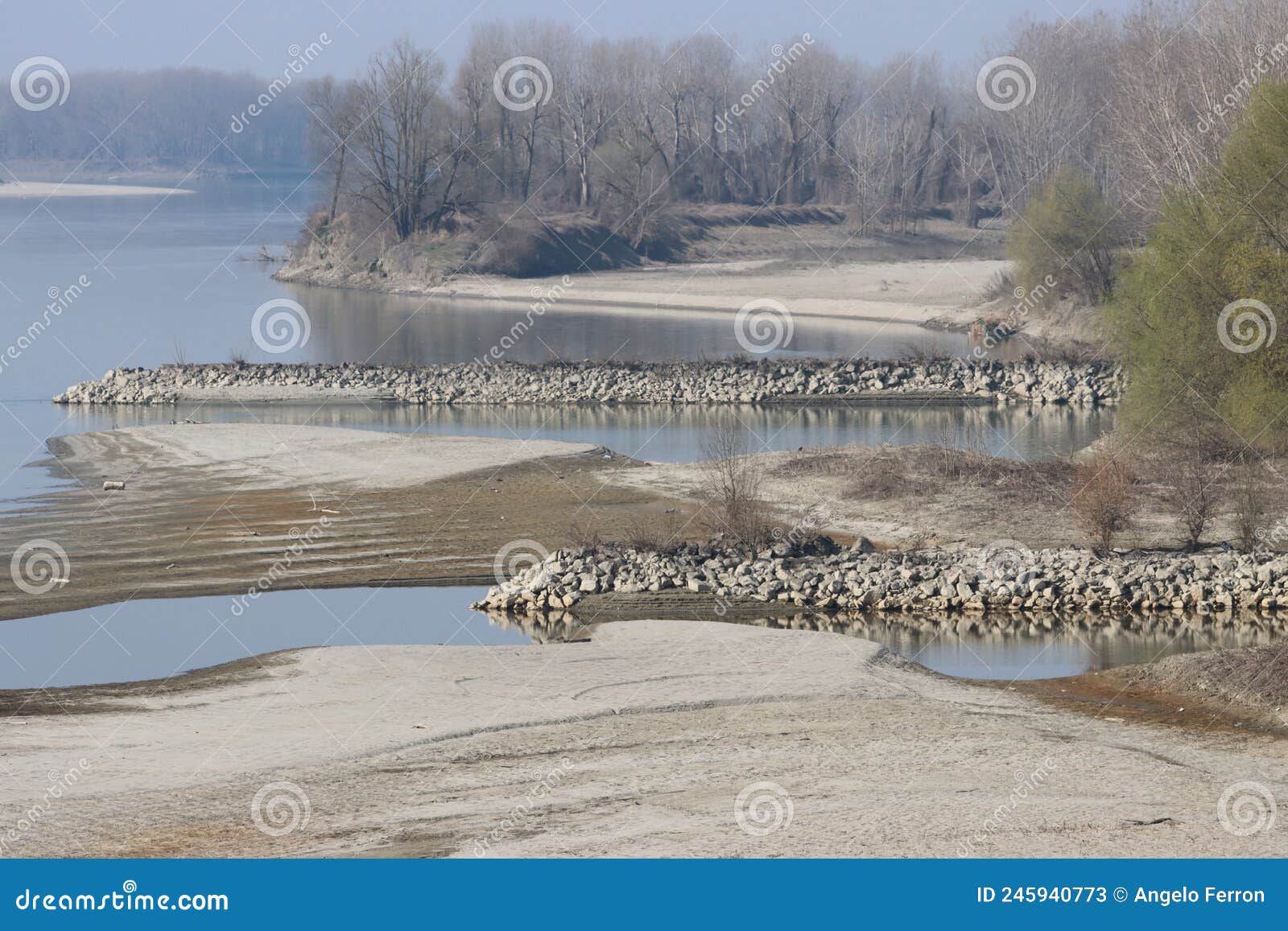 Along the Banks of the Po River in Dry Drought- Stock Image - Image of ...
