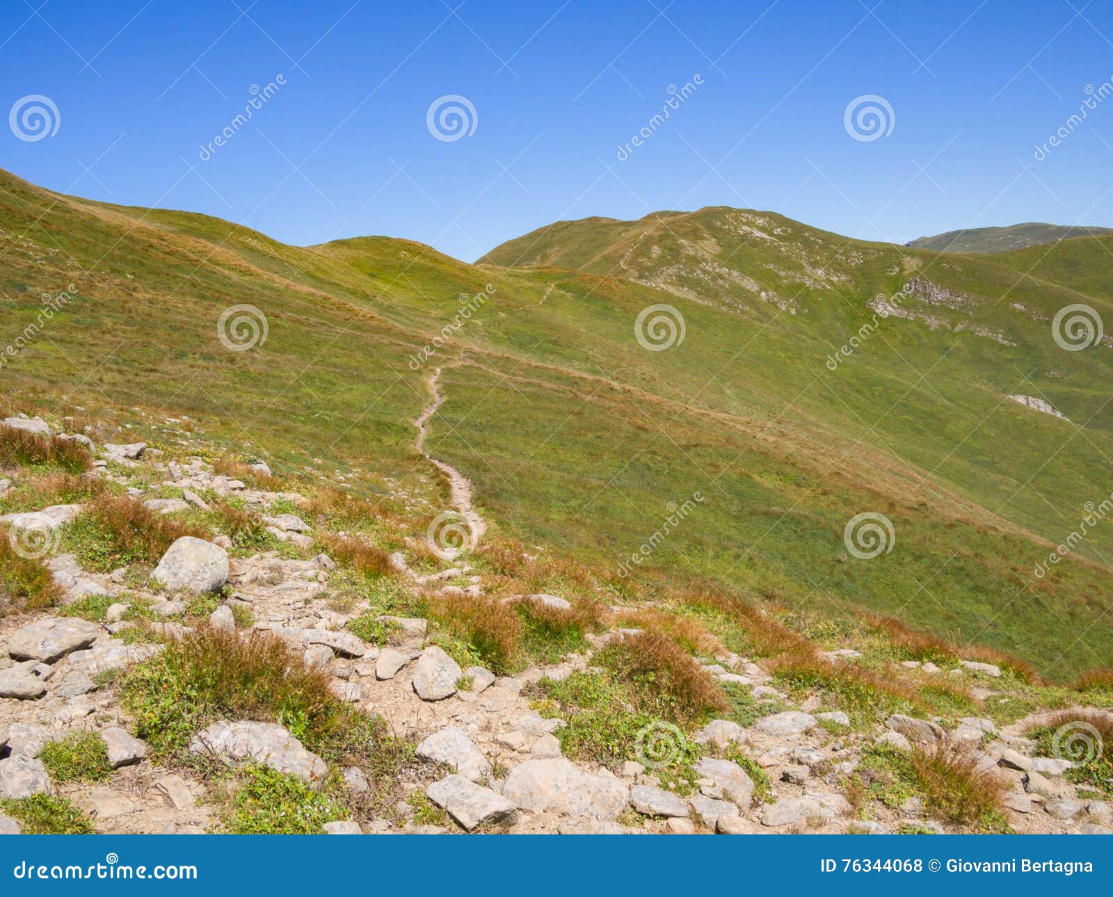 Along the Path Towards the Summit of the Mountain Stock Photo - Image ...
